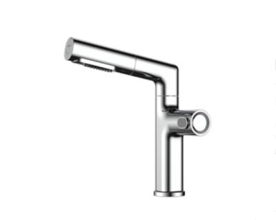 China Pull-Out Basin Faucet 25213 – Height Adjustable Lift Design Brass Single Handle Bathroom Mixer Tap for sale