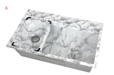 China Hydro Dipping Kitchen Sink Model M-WTP/DL-7546 – Hydrographic Printed Stainless Steel Sink OEM ODM for sale