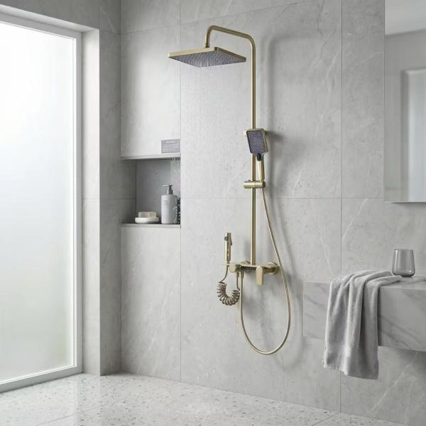 Quality Mocee Gold Stainless Steel Shower Panel Tower System with Rainfall Shower, Body Jets & Hand Spray SS-01 for sale