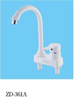 China Mocee ZD-361A Double Handle Plastic Basin Faucet – PP PE Water Tap with Plastic Stem for sale