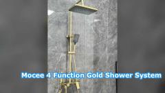 Mocee Gold Stainless Steel Shower Panel Tower System with Rainfall Shower, Body Jets & Hand Spray