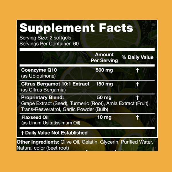 Quality Heart & Energy Support CoQ10 Coenzyme Q10 Capsules 500mg With Citrus Bergamot for sale