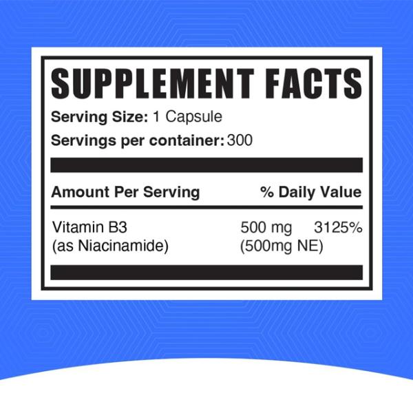Quality Health Glow Niacinamide Vitamin B3 500mg Capsules | 300 Servings for Optimal for sale