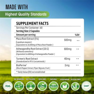 China OEM Maca + Ashwagandha Complex – 5% Maca Extract & 95% Curcumin for sale