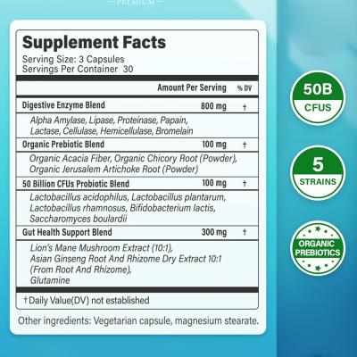 Cina 60- Count Enzimi Digestivi Capsule con miscela di probiotici per l' immunità in vendita