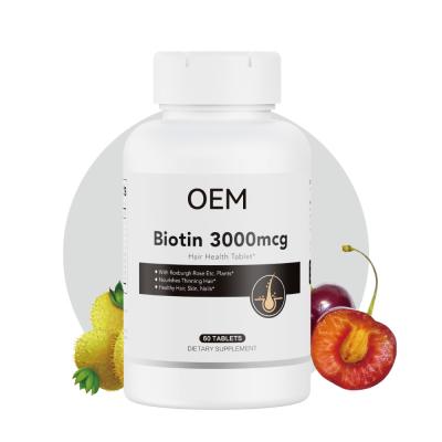 China 3000mcg Biotin-Haarwachstumspillen 60pcs Flasche für Erwachsene zu verkaufen