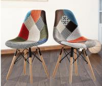 China Mid Century Modern Upholstered Dining Chairs With Nordic Patchwork Design for sale