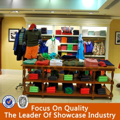China new design wooden clothing store furniture/shelves for clothing store for sale