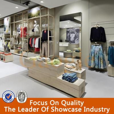 China high quality clothes shop design/ladies clothes shop counter table design for sale