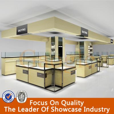 China wooden material jewelry display showcase/jewelry kiosk for sale