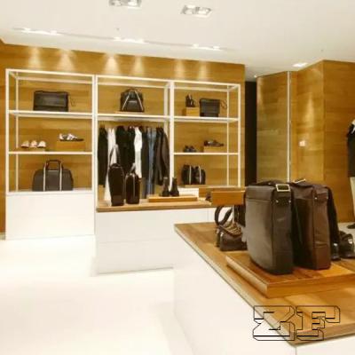 China Factory customized metal and wooden stand for clothing store for sale