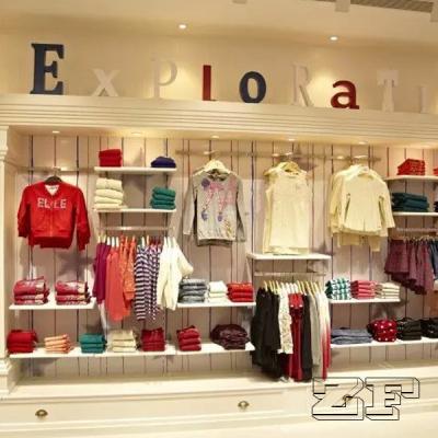 China Wooden display stand for kids garment clothes shop decoration for sale