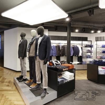China Wood and metal clothing display shelf for sale for sale