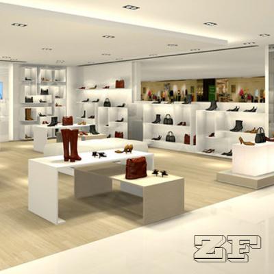 China Customized good quality white color mdf women's retail shoe display rack for sale