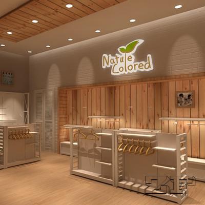 China wooden retail garment shop interior design for kid clothing display for sale