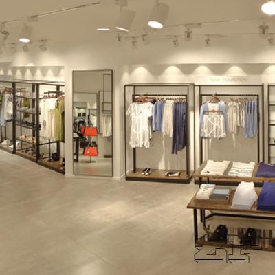 China wooden metal retail clothing display/display clothing shelf for sale