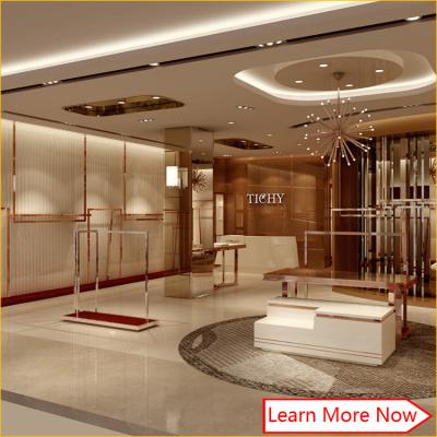 China High end Modern rose stainless steel rack ladies retail clothing store furniture for sale shop for sale