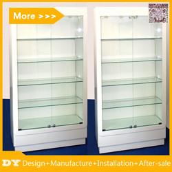 China White wooden tempered galss wall mounted showcase designs with locks for sale