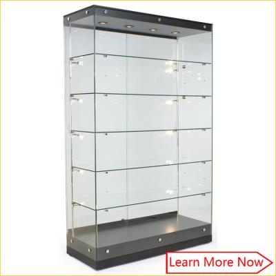 China Gray  wooden tempered galss wall mounted showcase designs with locks for sale