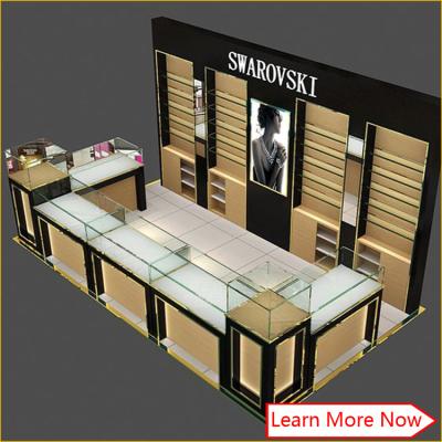 China Factory direct sell glass watch display kiosk design with led spot lights for sale