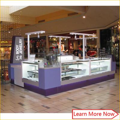 China High end quality glass retail jewelry showcase island kiosk with custom logo for sale