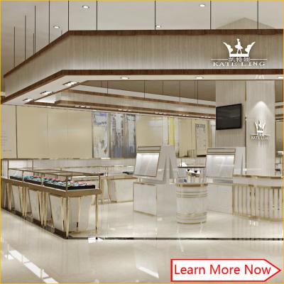 China Customized jewelry showroom counter designs display with stainless steel for sale