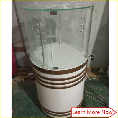 China MDF white painting jewelery cabinet,round display counter with led spot lights for sale