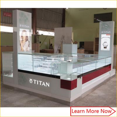 China Shopping Mall Customized Watch Kiosk With Tempered Glass for sale
