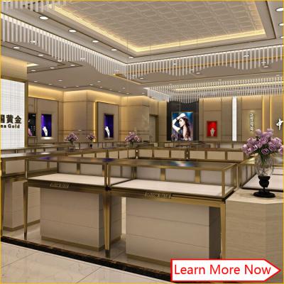 China Attractive wooden furniture jewellery shop showcase design with led spot lights for sale