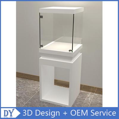 China Wholesale good quality wooden square matte white perspex display stands with fully locks lights for sale