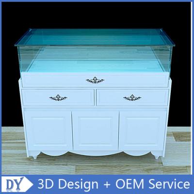 China Nice Matte White Glass Storage Wooden Display Plinth With Tempered Glass Covered for sale