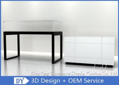 China Glossy White Glass Jewelry Counter Display / Jewelry Showcases for sale