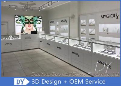 China Modern Glossy Pure White Wood Glass Jewelry Display Cases Wholesale for sale