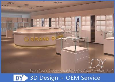 China Modern Wooden Glass Compositive White Jewelry Showcase Factory for sale