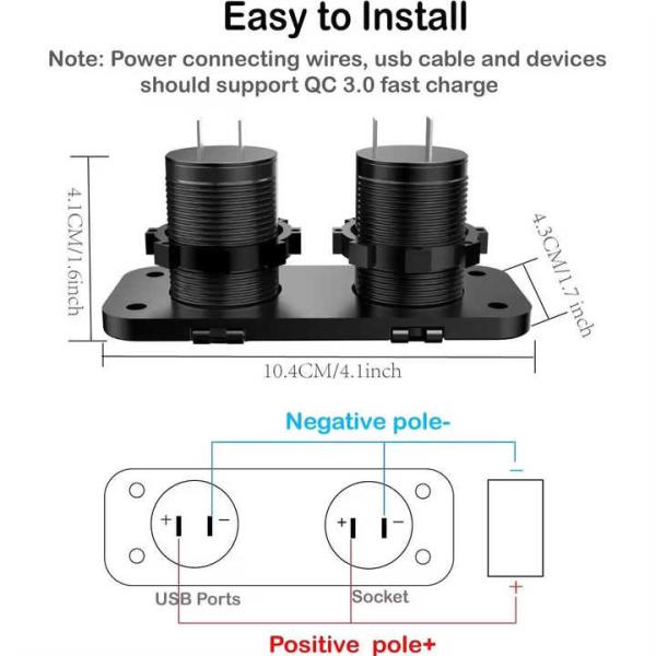 Quality Dual QC3.0 36W USB ABS PC Aluminium Car Charger Socket Waterproof for sale