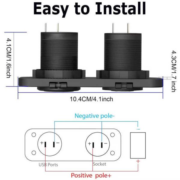 Quality Double QC2.0 USB Car Fast Charger 12-24V Cigarette Lighter Switch for sale