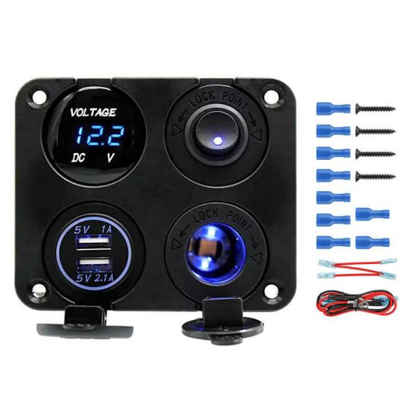 Quality Lightweight Double Fast Charging Car Charger 4 Gang Panel USB A Ports for sale