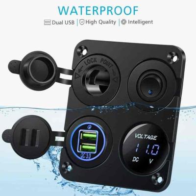 China Waterdichte Dubbele QC3.0 36W Auto Oplader Adapter ABS PC Spanningweergave Schakelaar Te koop