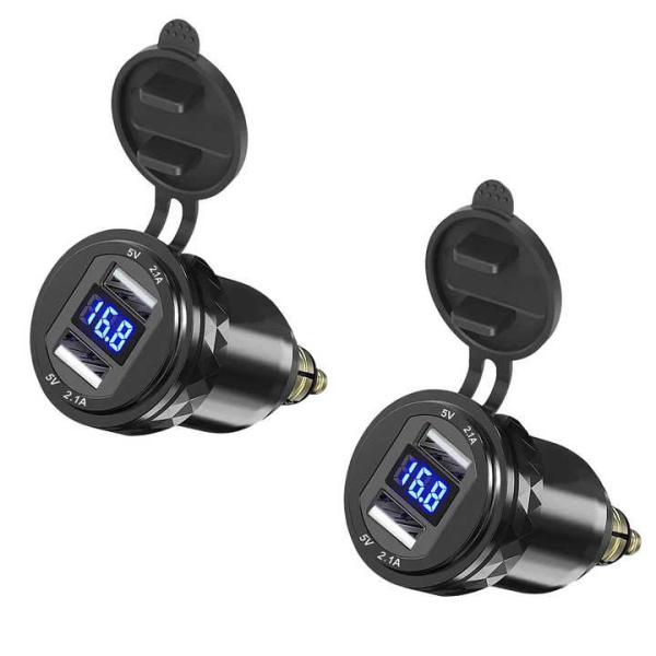 Quality Double QC2.0 USB Car Charger Socket Aluminum Alloy Voltage Monitoring for sale