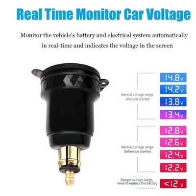 China Enchufe de cargador de coche USB doble QC2.0 de aleación de aluminio con monitor de voltaje en venta
