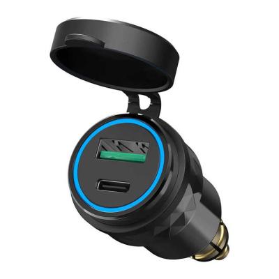 China Waterproof PD QC3.0 Dual Port Motorfiets USB-oplader 54W Aluminium Auto-oplader Te koop