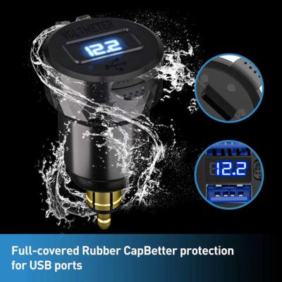 Cina Caricabatterie per auto in alluminio QC3.0 36W impermeabile con interruttore e monitor di tensione 12-24V in vendita