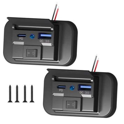 China 54W QC3.0+PD Dual USB RV USB Carregador Com Switch Para Multi Veículo à venda