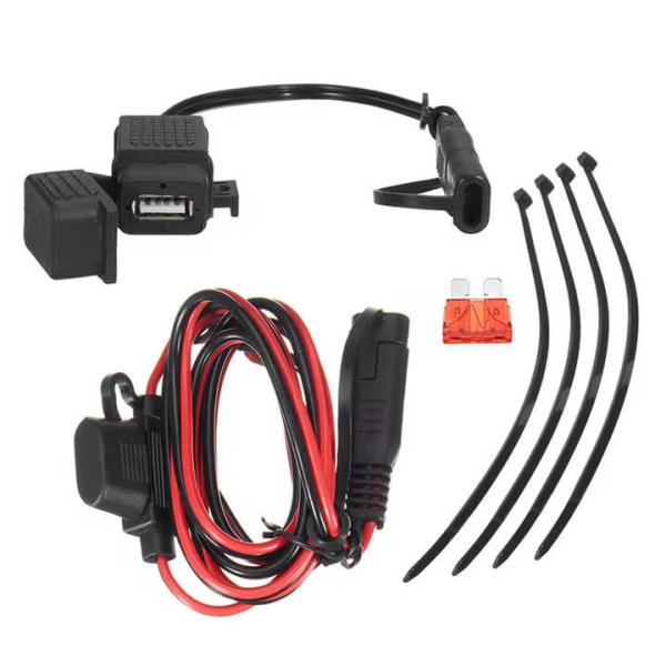 Quality SAE 10W Motorcycle USB Charger Waterproof Dustproof Extendable Cable Power for sale