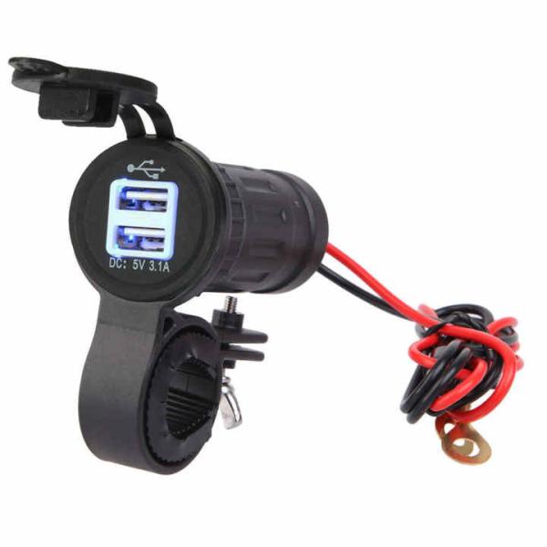 Quality 15W 3.1A Dual Motorcycle USB Phone Charger Waterproof Dustproof for sale
