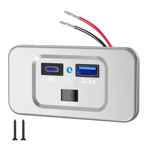 Quality QC3.0 PD3.0 RV USB C Charging Outlet 12V 24V Switch Indicator Fast Charging for sale