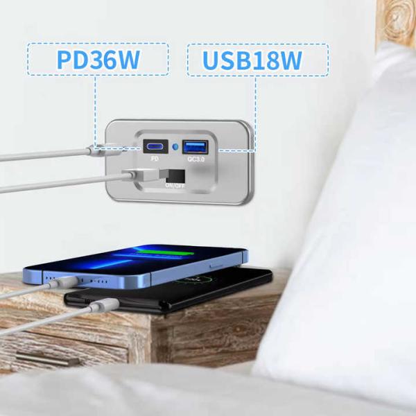 Quality QC3.0 PD3.0 RV USB C Charging Outlet 12V 24V Switch Indicator Fast Charging for sale