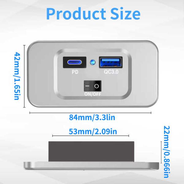 Quality QC3.0 PD3.0 RV USB C Charging Outlet 12V 24V Switch Indicator Fast Charging for sale