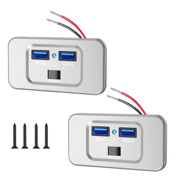 Quality Silver 36W QC3.0 RV 12v Usb Charging Station Sleek Design Wear Resistant for sale