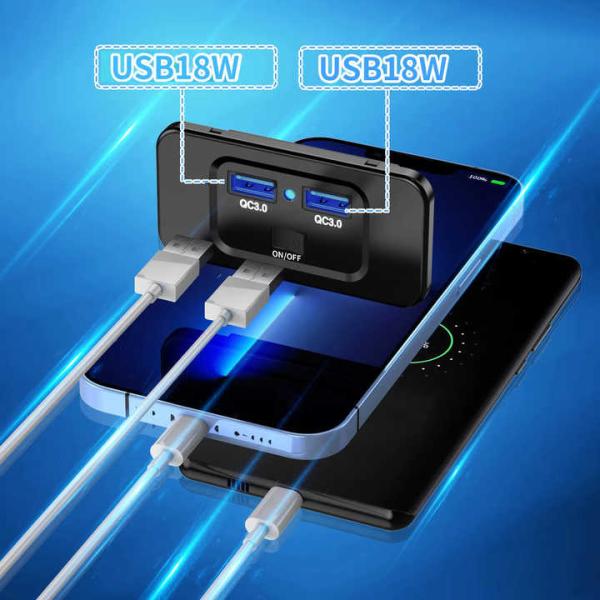 Quality 36W QC3.0 RV Phone Charging Station Two Ports Compact Wall Mount Design for sale